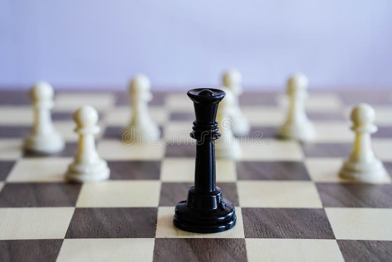 Chess Queen at the Head of the Pawns. Female Leadership Stock Photo ...