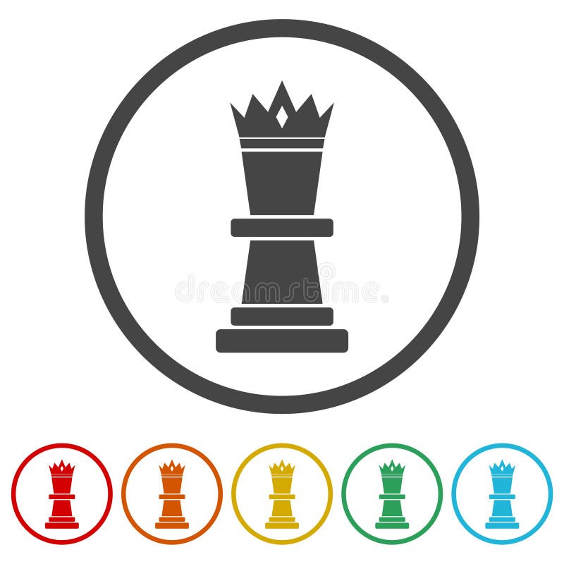 Chess Queen Icons in Color Circle Buttons Stock Vector - Illustration ...