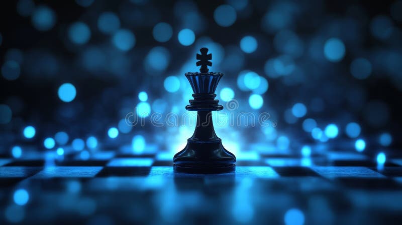 Chess Queen Piece on a Board with Bokeh Effect, Dramatic Lighting ...