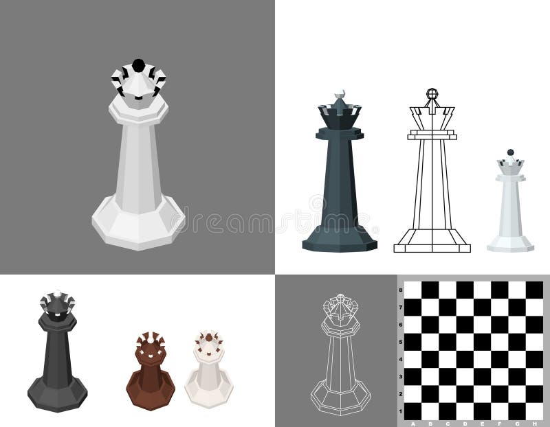Chess Queen Set. 3d Vector Illustration. Isometric Projection. F Stock ...