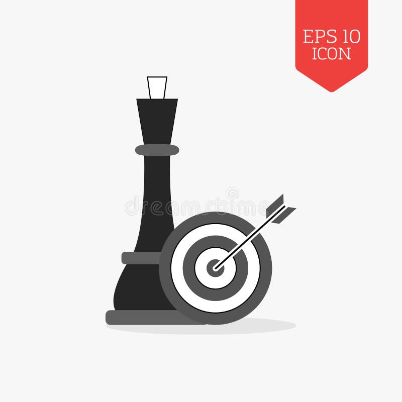 Chess Queen and Target with Arrow Icon. Strategy Concept Stock Vector ...