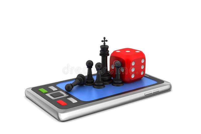 Chess with Red Cube and Smart Phone Stock Illustration - Illustration ...