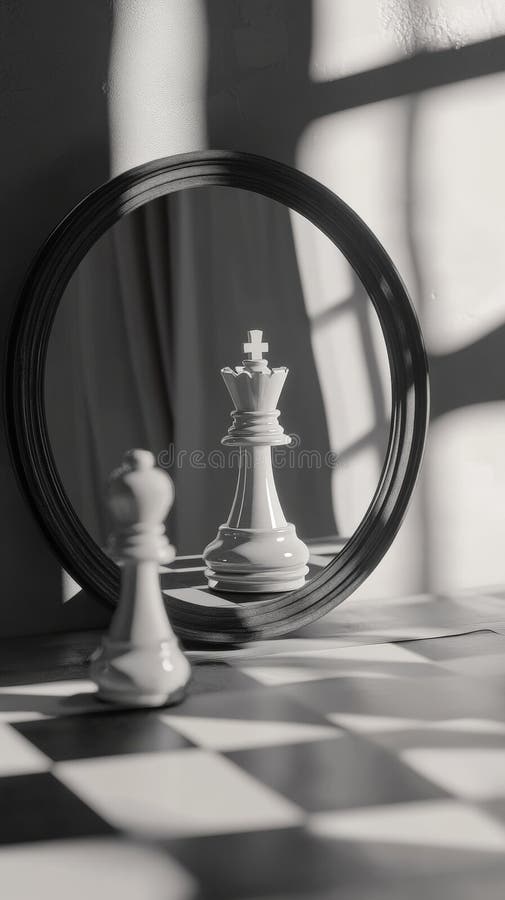 Chess Reflection with Contrasting Light and Shadow Stock Photo - Image ...
