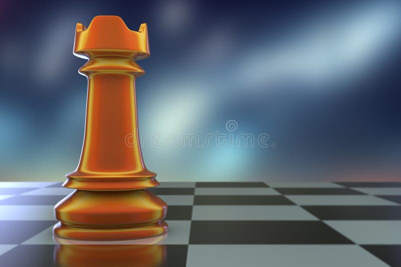 Chess Rook on Chess Board, 3D Illustration Stock Illustration ...