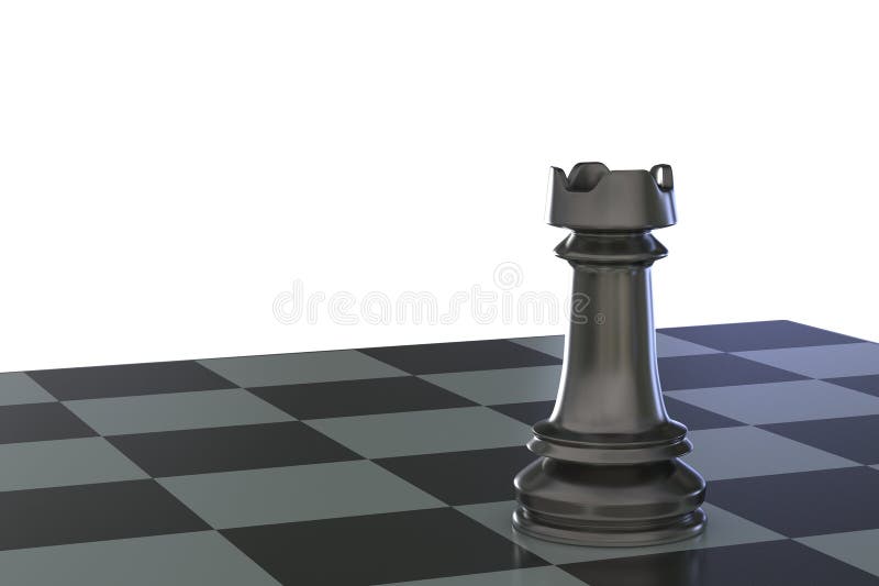 Chess Rook on Chess Board, 3D Illustration Stock Illustration ...