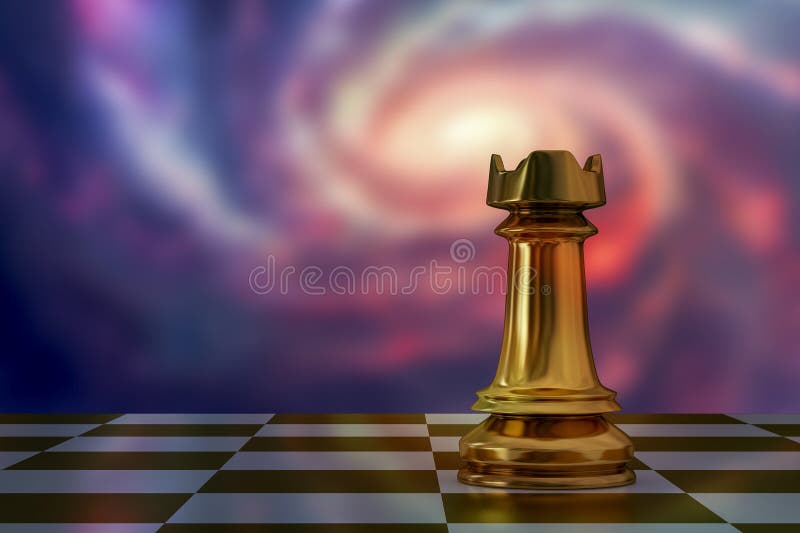 Chess Rook on Chess Board, 3D Illustration Stock Illustration ...