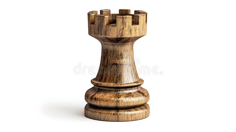 Chess Rook Piece with Modern Wood Texture and Sharp Clean Lines on ...