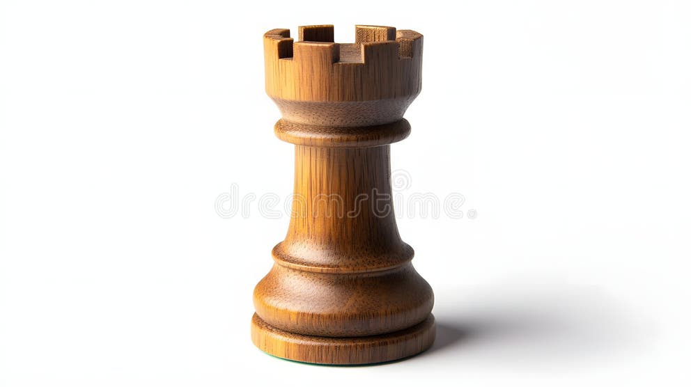 Chess Rook Piece with Modern Wood Texture and Sharp Clean Lines on ...