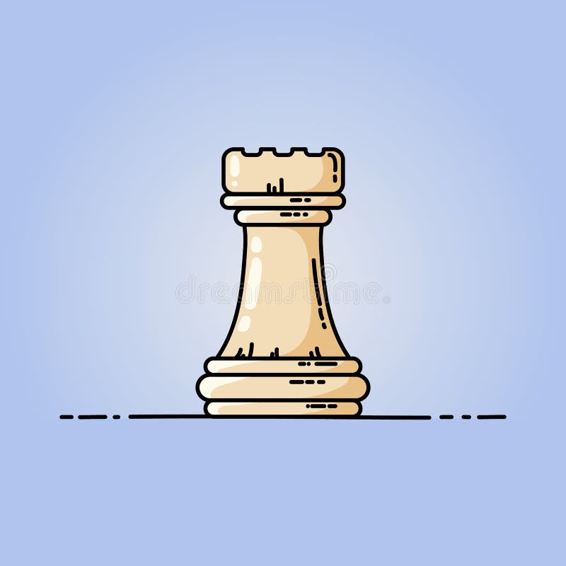 Chess Rook Vector Flat Icon. Vector Illustration on Blue Background ...