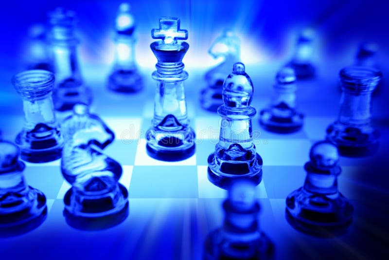 Chess set in blue stock photo. Image of game, hierarchy - 10992238