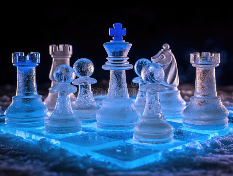 A Chess Set with a Blue and White Chess Piece Stock Image - Image of ...