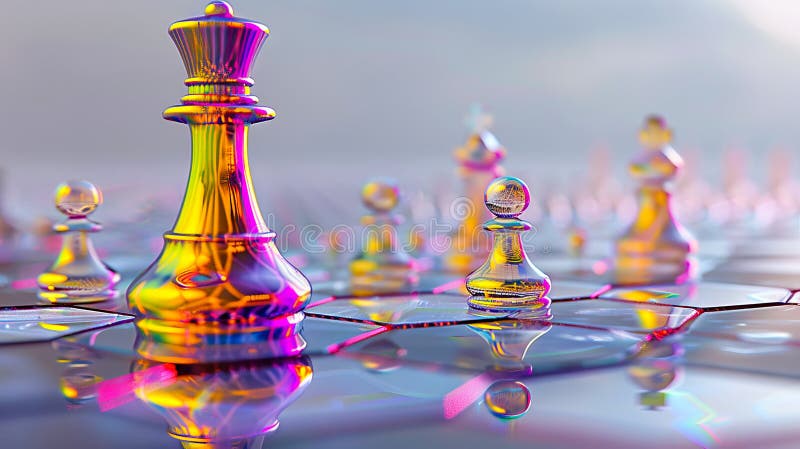 A Chess Set with Colorful Pieces on a Glass Table Stock Image - Image ...
