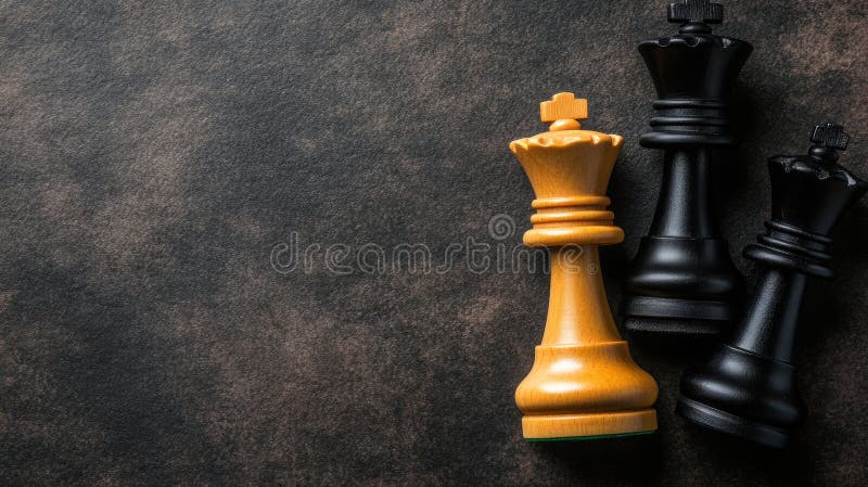 Chess Set Display, Chess Pieces Displayed on a Wooden Table Background ...