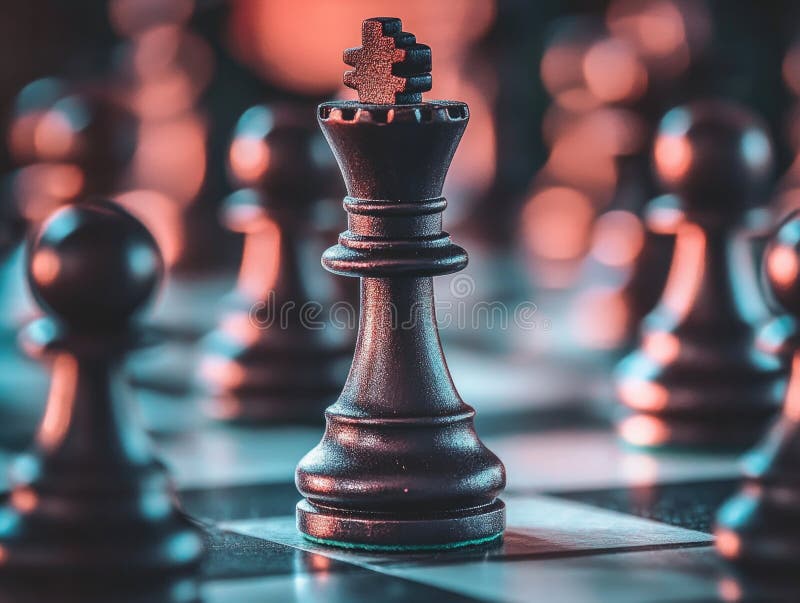 Chess Set at Dusk stock image. Image of monochrome, king - 359856565