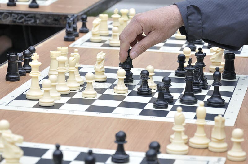 Chess Simultaneous Exhibition Stock Photo - Image of competition ...