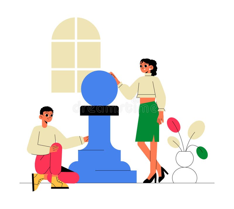 Chess Strategy Discussion between Two Young People in Flat Vector ...