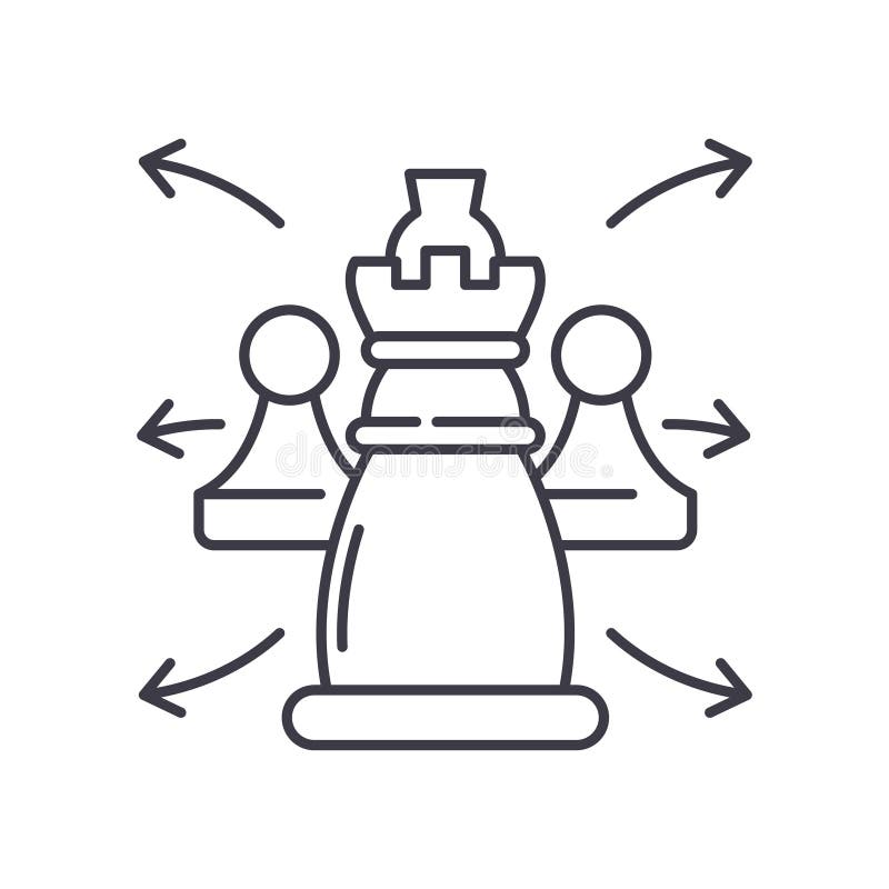 Chess Strategy Icon, Linear Isolated Illustration, Thin Line Vector ...