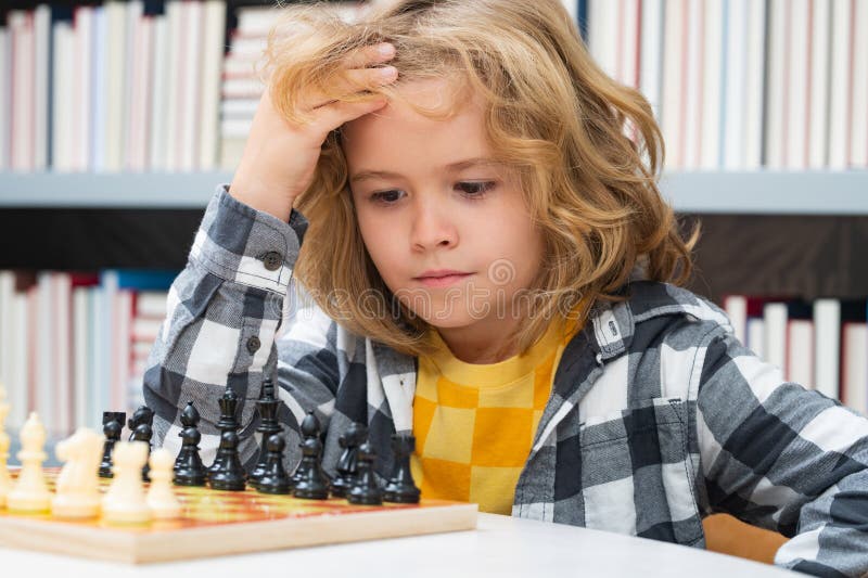 Chess, Success and Winning. Kid Playing Chess. Clever Child Thinking ...