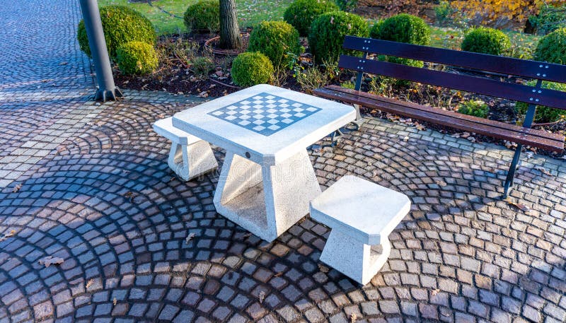 Chess Table Outdoors in the Park Stock Image - Image of checkmate ...