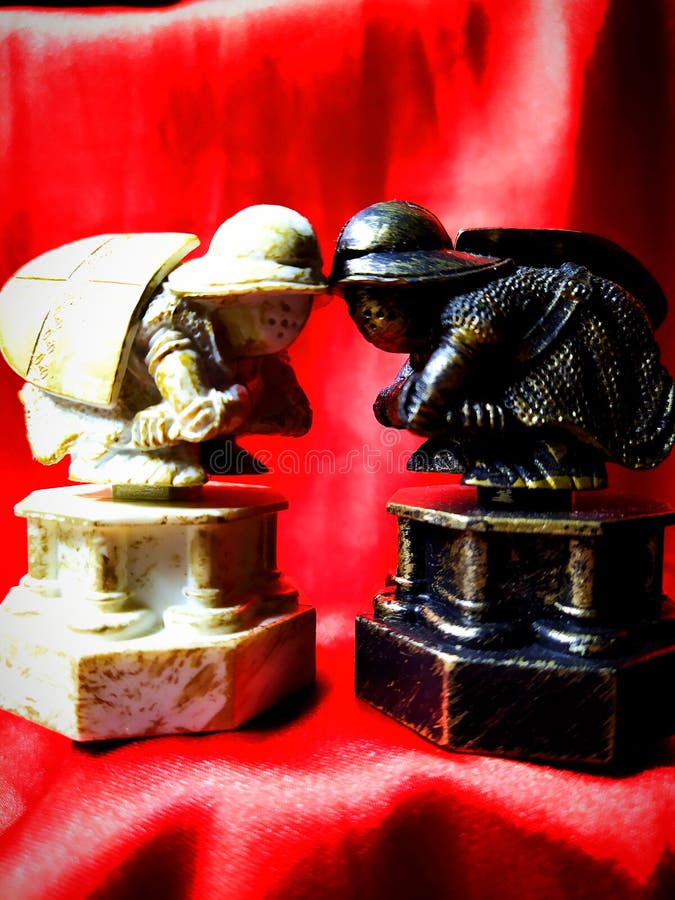 Chess. Two Pawn Pieces White and Black on a Red Background Stock Image ...