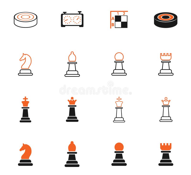 Chess icon set stock illustration. Illustration of pawn - 126315417