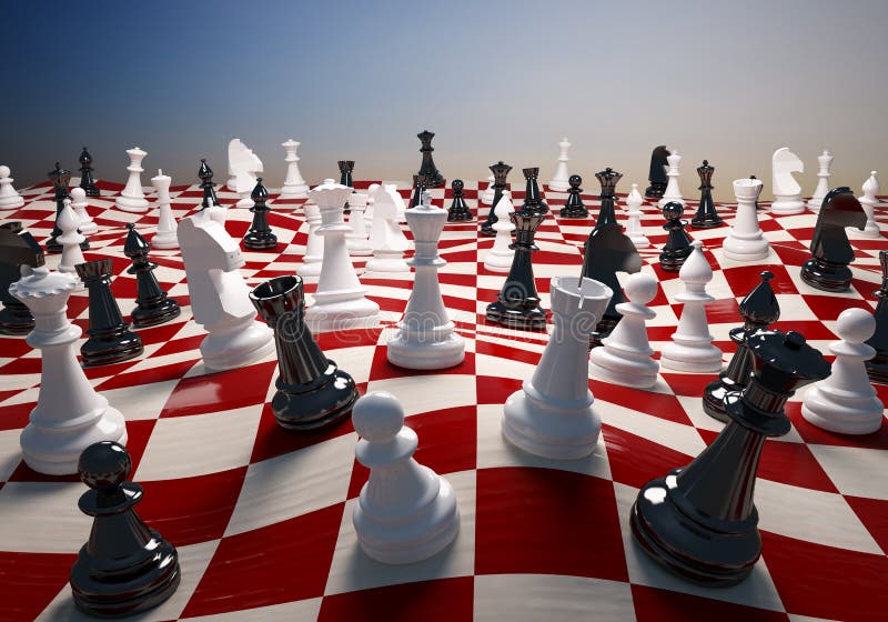 Chess White and Black on the Waving Chess Field Stock Photo - Image of ...