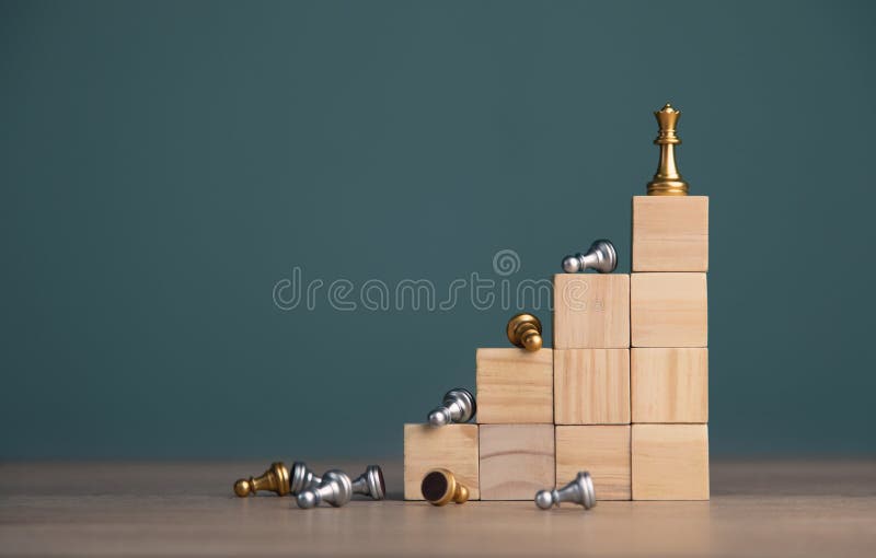Chess on the wooden blocks stock photo. Image of wood - 270078674