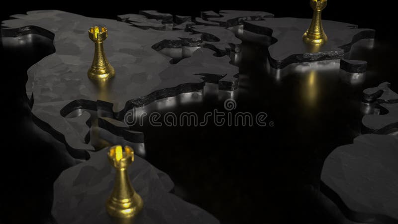 The Chess on World Map for Business Concept 3d Rendering Stock ...