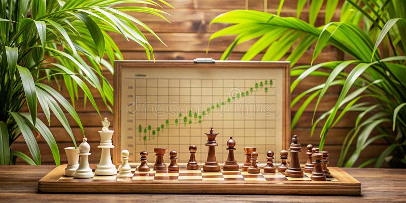 A Chessboard with Analytical Graphs and Charts in the Background ...