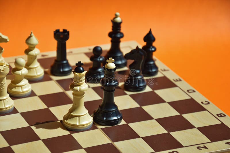 A Chessboard. Board Intellectual Game. the Finished Batch. Chess Pieces ...