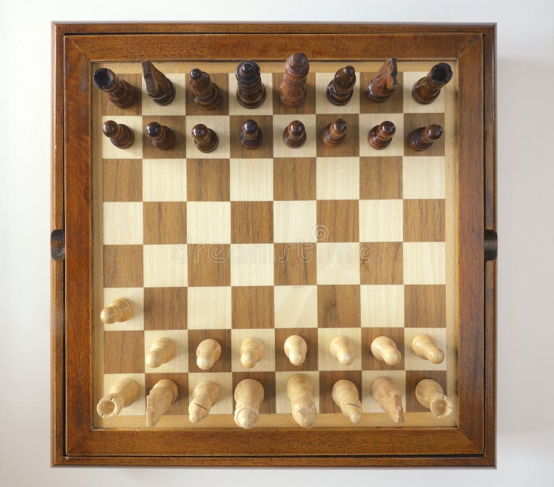 Chessboard with Chess Pieces Isolated, Top View Stock Image - Image of ...