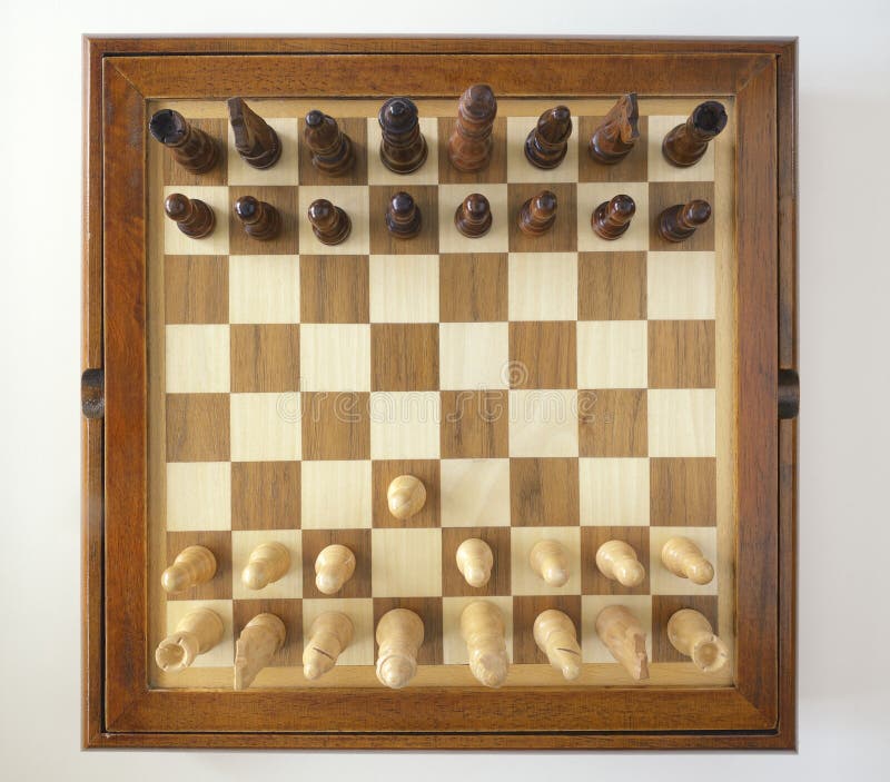 Chessboard with Chess Pieces Isolated, Top View Stock Image - Image of ...
