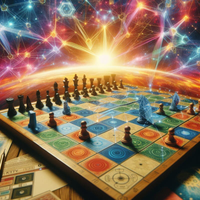 Chess Game Enhanced with Cosmic Visuals Stock Photo - Image of abstract ...