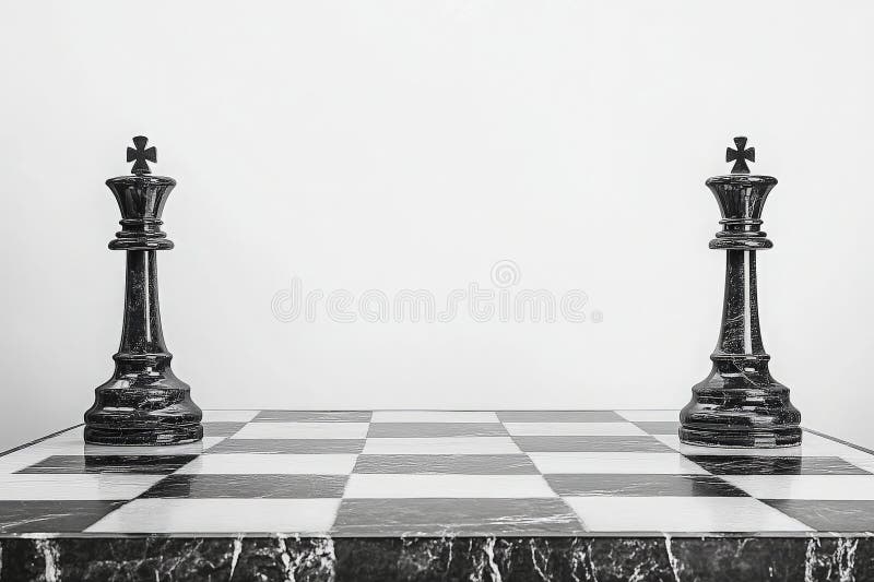 Two Kings Lying Down on a Chessboard in a Minimalist Setting with a ...