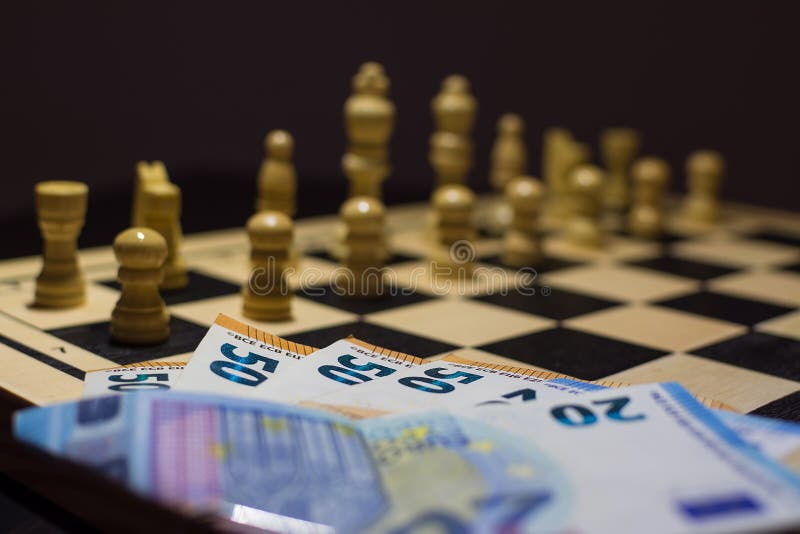 Chessboard Ready To Start the Game and Stake on One Side Stock Photo ...