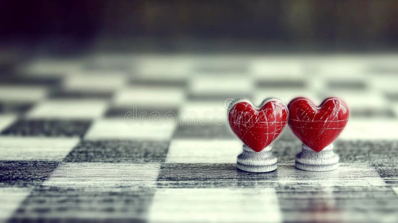 Chessboard Romance Features Heart-shaped Pieces Representing Love in an ...