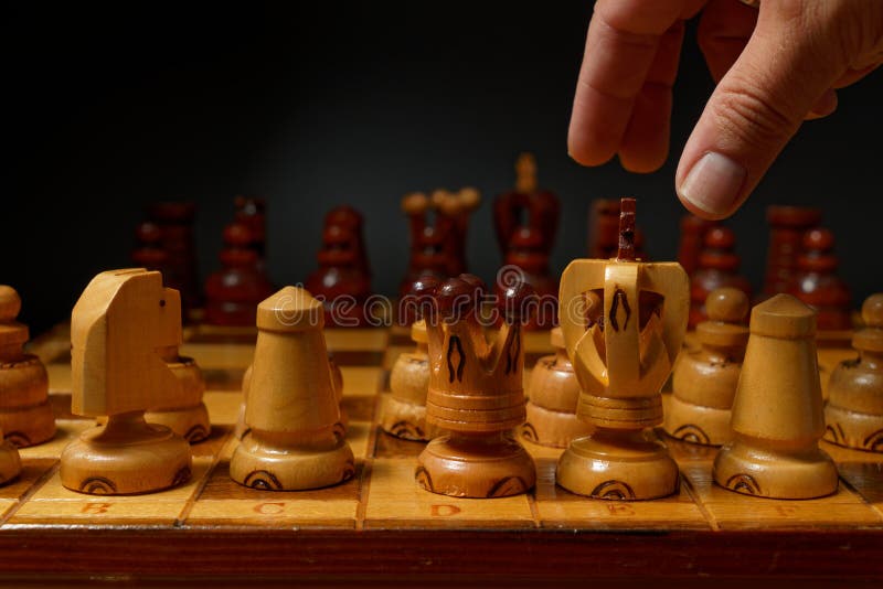 Chessboard Set To Be Ready To Begin a Round and Hand Starting a Game ...