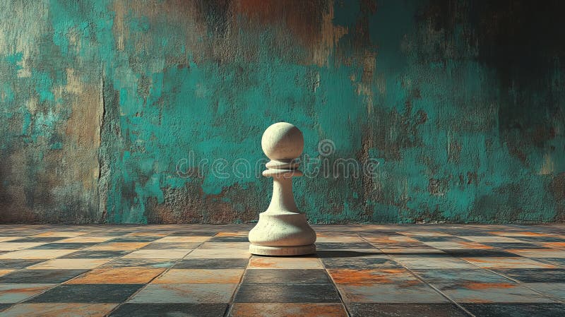 On a Chessboard, a Single White Chess Piece is Isolated, Waiting for ...