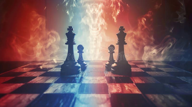 A Chessboard with Two Opposing Sides Locked in a Strategic Battle Stock Illustration ...