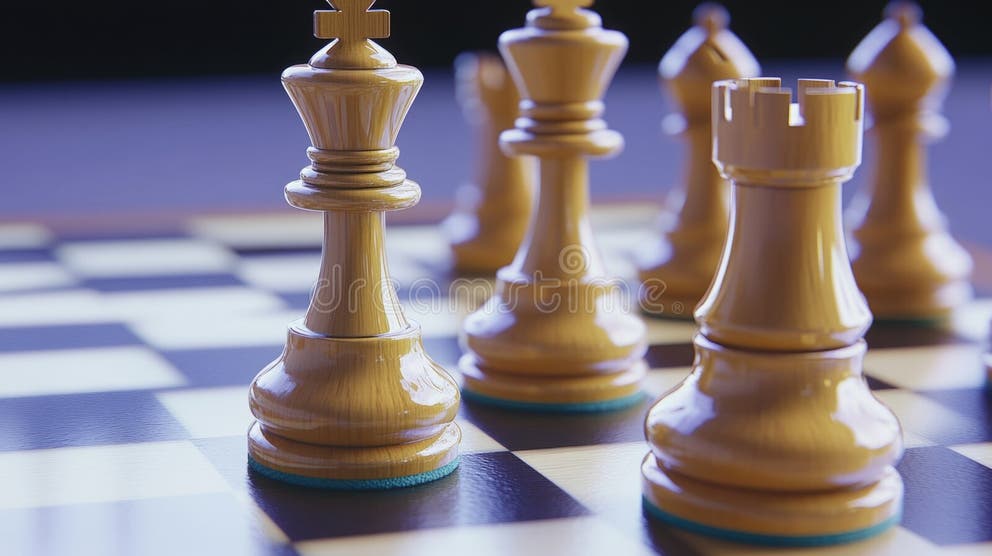 A Chessboard with Various Chess Pieces Arranged in a Game Setup Stock ...