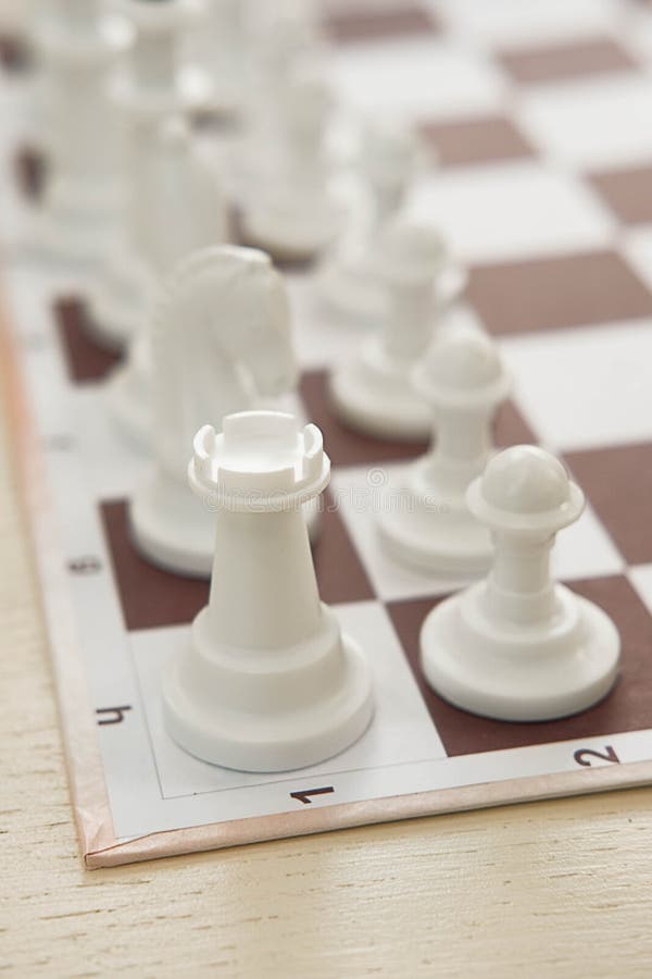 Chessboard White Figure Rook Close Up Blur Selective Focus Stock Photos ...