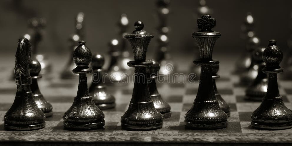 Chessmen on a chessboard stock image. Image of challenging - 35175223