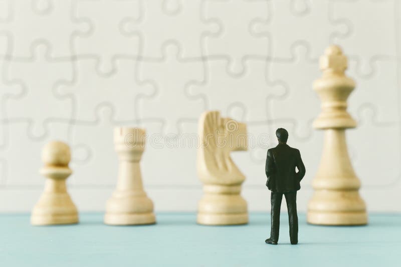 Chess with Miniature People Over Wooden Table ,human Resources, Problem ...