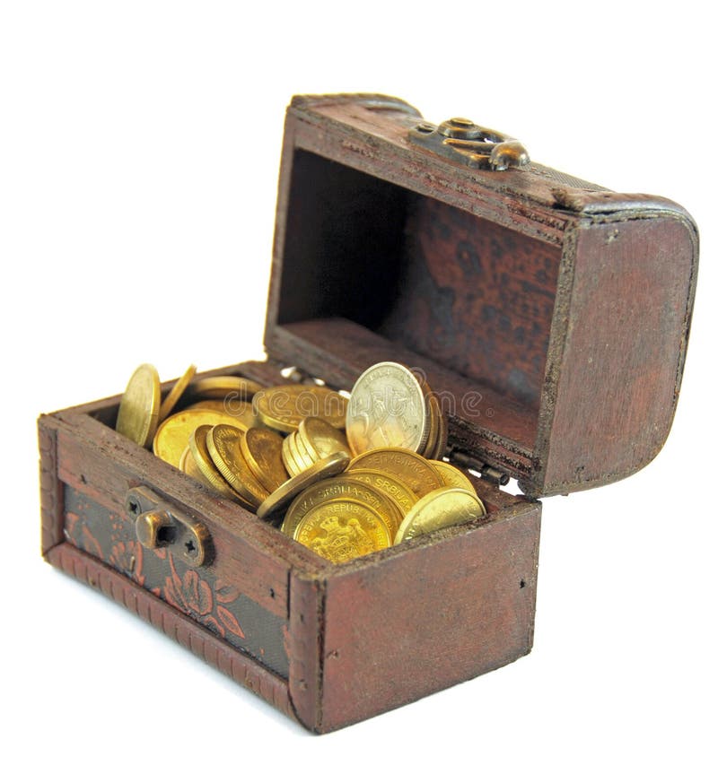 Chest with the coins stock photo. Image of wealth, money - 63722630