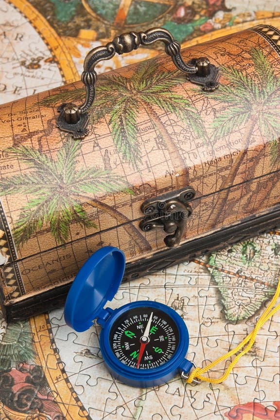 Chest and a compass stock photo. Image of focus, guidance - 19871614