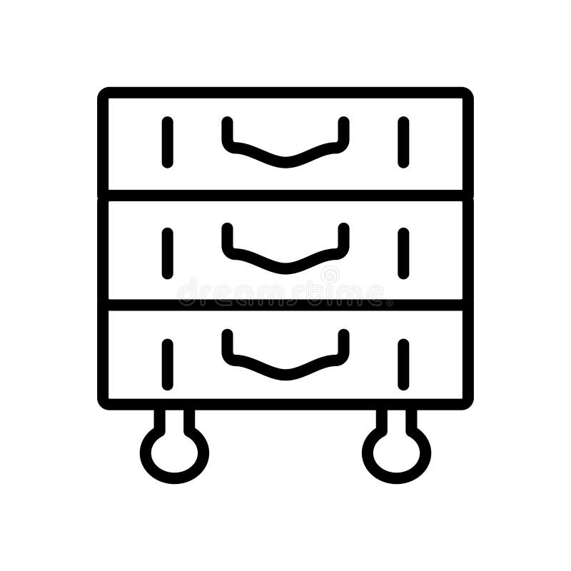 Chest of Drawers Icon Vector Sign and Symbol Isolated on White B Stock ...