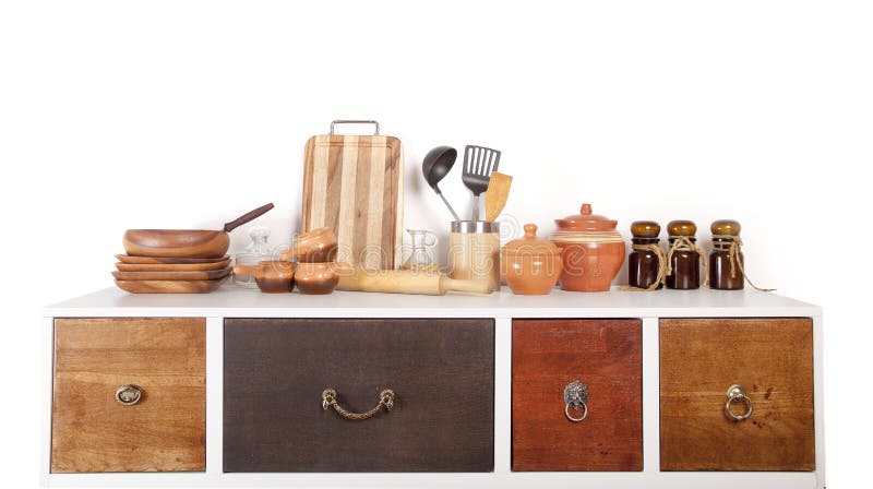 Chest of Drawers on the Kitchen Stock Image - Image of home, ladle ...