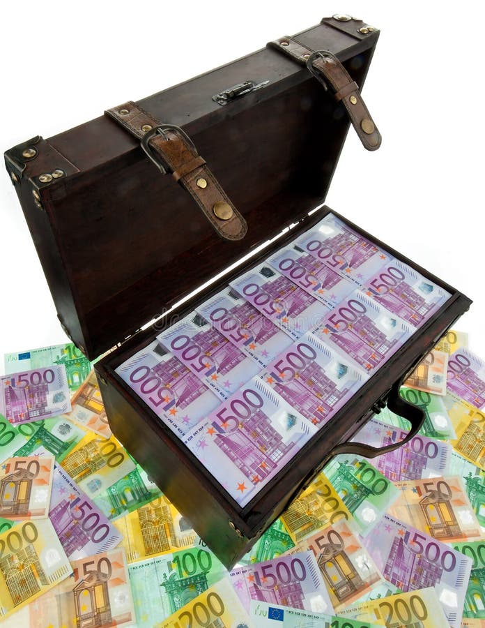 Chest with Euro Banknotes. Financial Crisis, Stock Photo - Image of ...