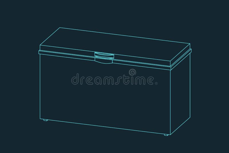 Chest Freezer. Vector Outline Illustration Stock Vector - Illustration ...