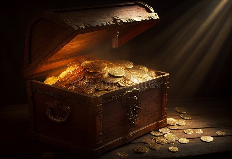 Chest with Gold Coins. AI Generated Stock Illustration - Illustration ...